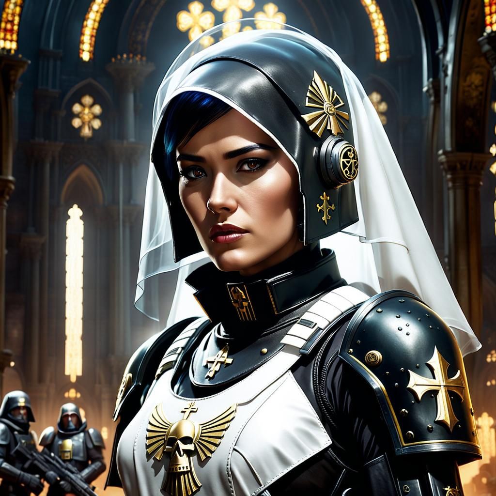 Warhammer 40k, Space Marine, futuristic soldier, beautiful young woman ...