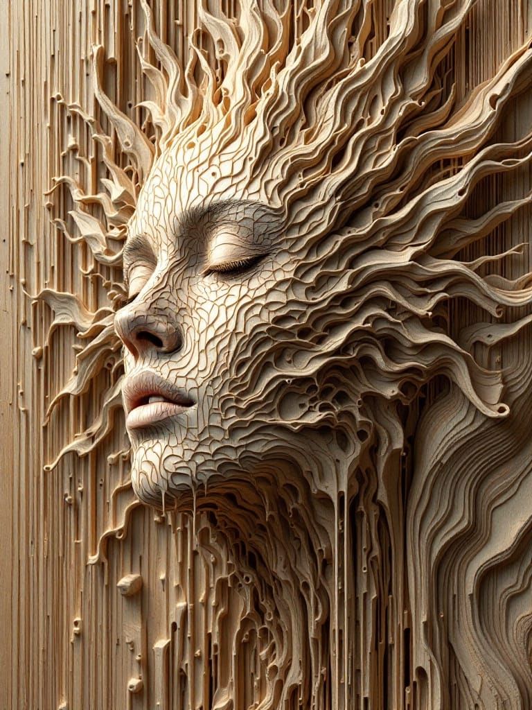 Folded Wood Embraces a Full-Body Living Entropic Algorithm