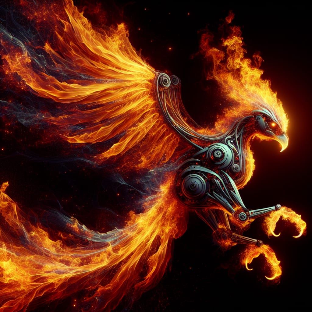 Cyborg Phoenix - AI Generated Artwork - NightCafe Creator