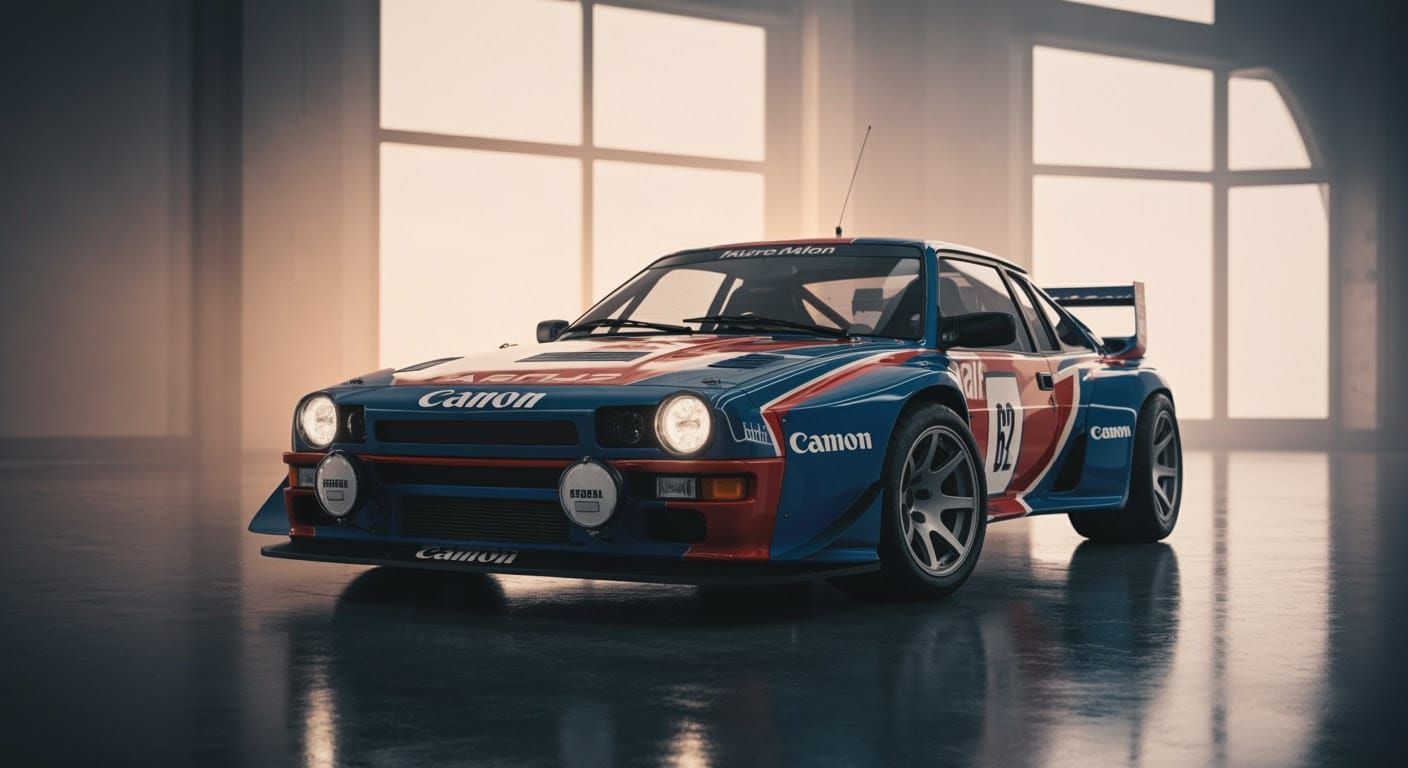 1980s British Rally Car in Studio Setting, Blendin... - AI Art