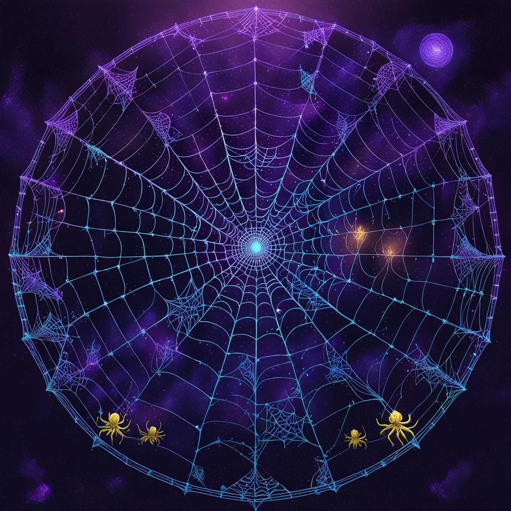 Universal Web - Cosmic Spider Web Art in Dark Fantasy Style