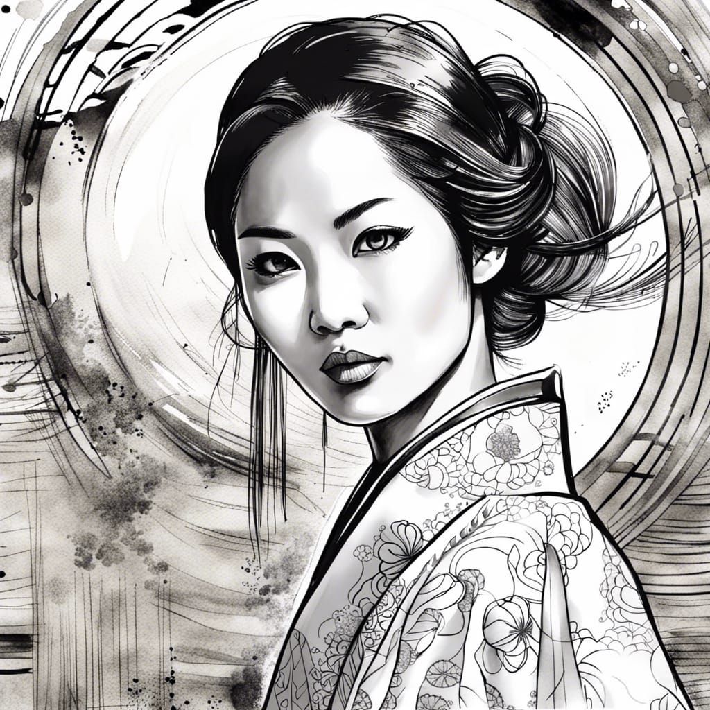 Japanese Ink Drawing - AI Generated Artwork - NightCafe Creator