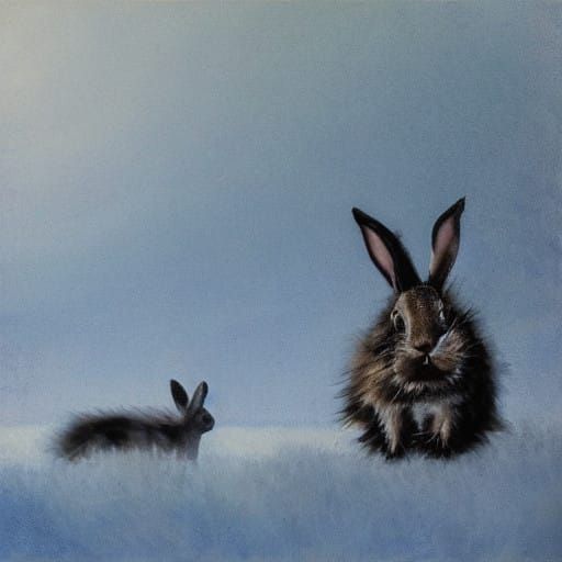 Surreal Rabbit Stands Amidst Shattering Globe in F... - AI Art