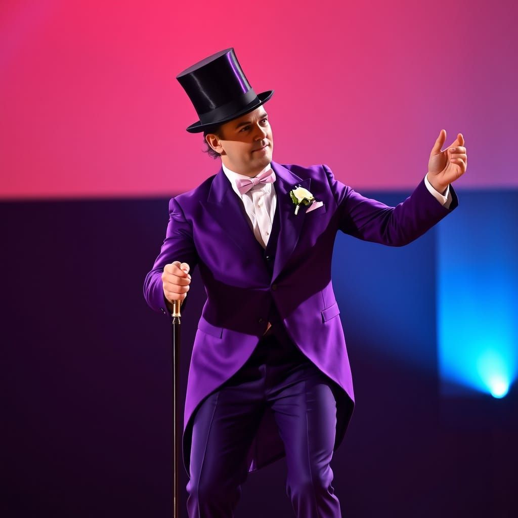 Dancing In Purple - Dapper Gentleman Dances on Stage in Lave...