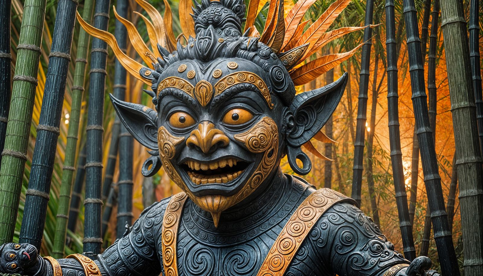 Create a scary Balinese Ogoh Ogoh sculpture. Ogoh-Ogohs are larger-than ...