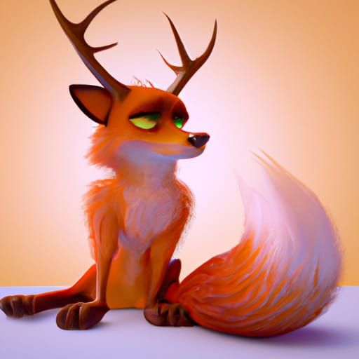 Deerfox. - Fantastical Deerfox in Vibrant 4k Digital Art