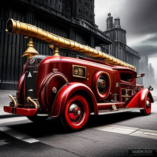 Steampunk Fire Engine - AI Generated Artwork - NightCafe Creator