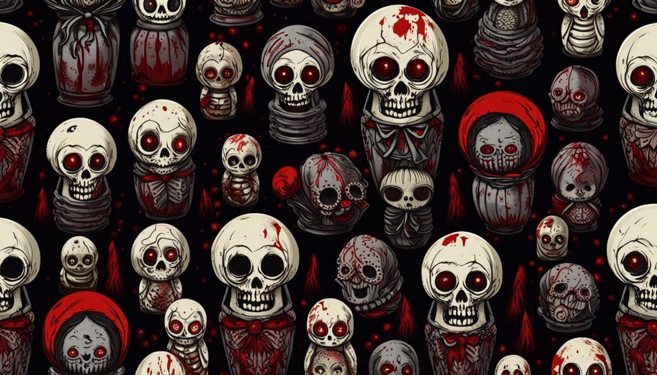 russian goth horror faces skeletons and zombies nesting dolls getting ...