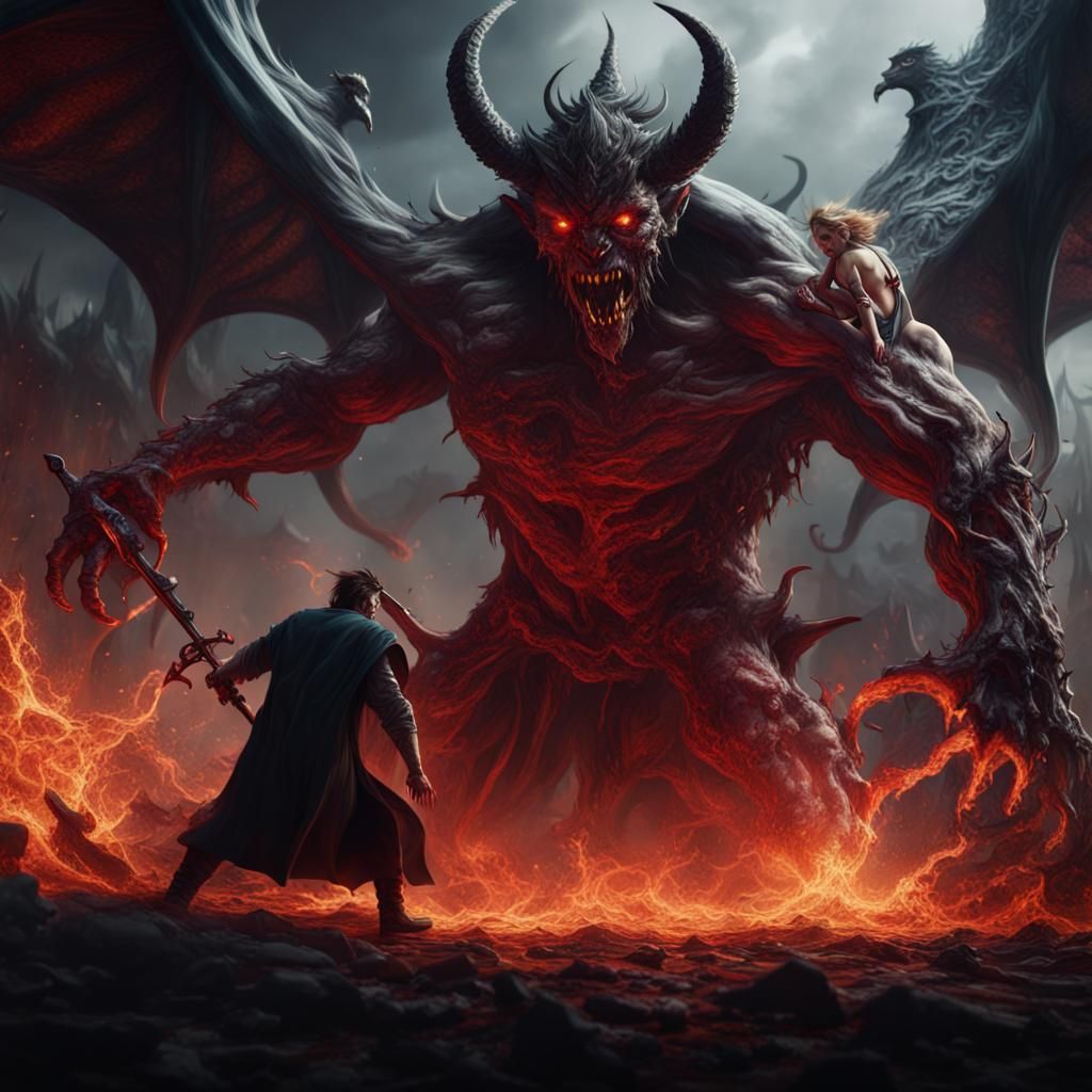 demon killing a man - Dark Fantasy Demon Unleashes Fury in ...