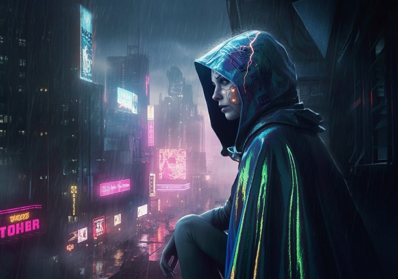 Cyberpunk heroine 4 - Cyberpunk Heroine Amidst a Dystopian M...