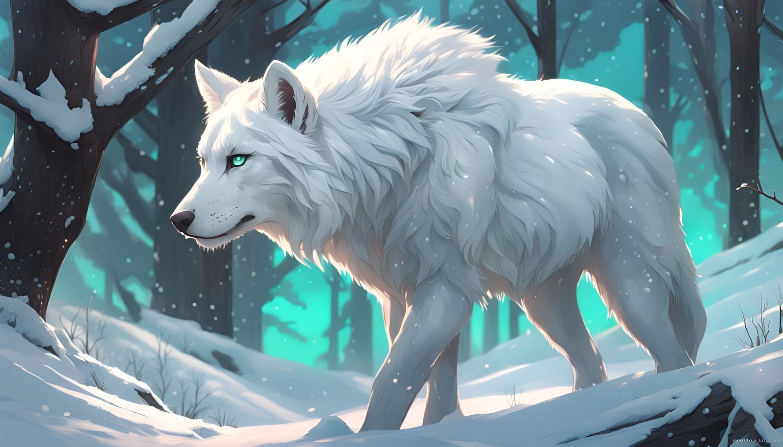White Fenrir Searching for food - AI Generated Artwork - NightCafe Creator