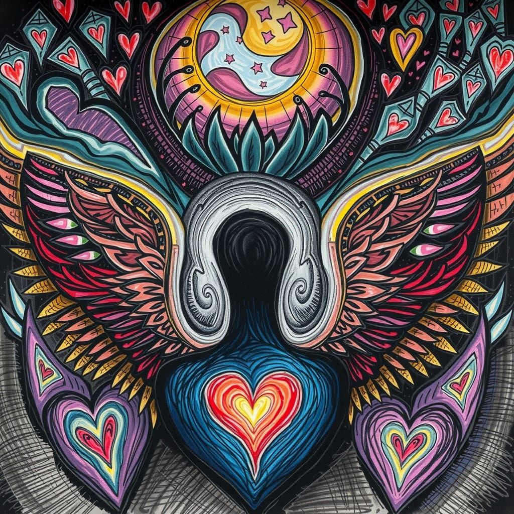 Kids Crayon drawings ,surreal child's drawing goth Valentines ...