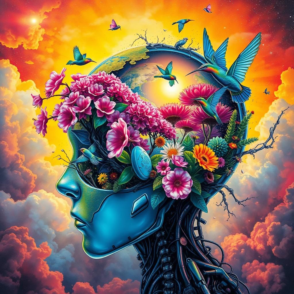 Surreal Android Dreamscape Unfolds with Vibrant Ea... - AI Art