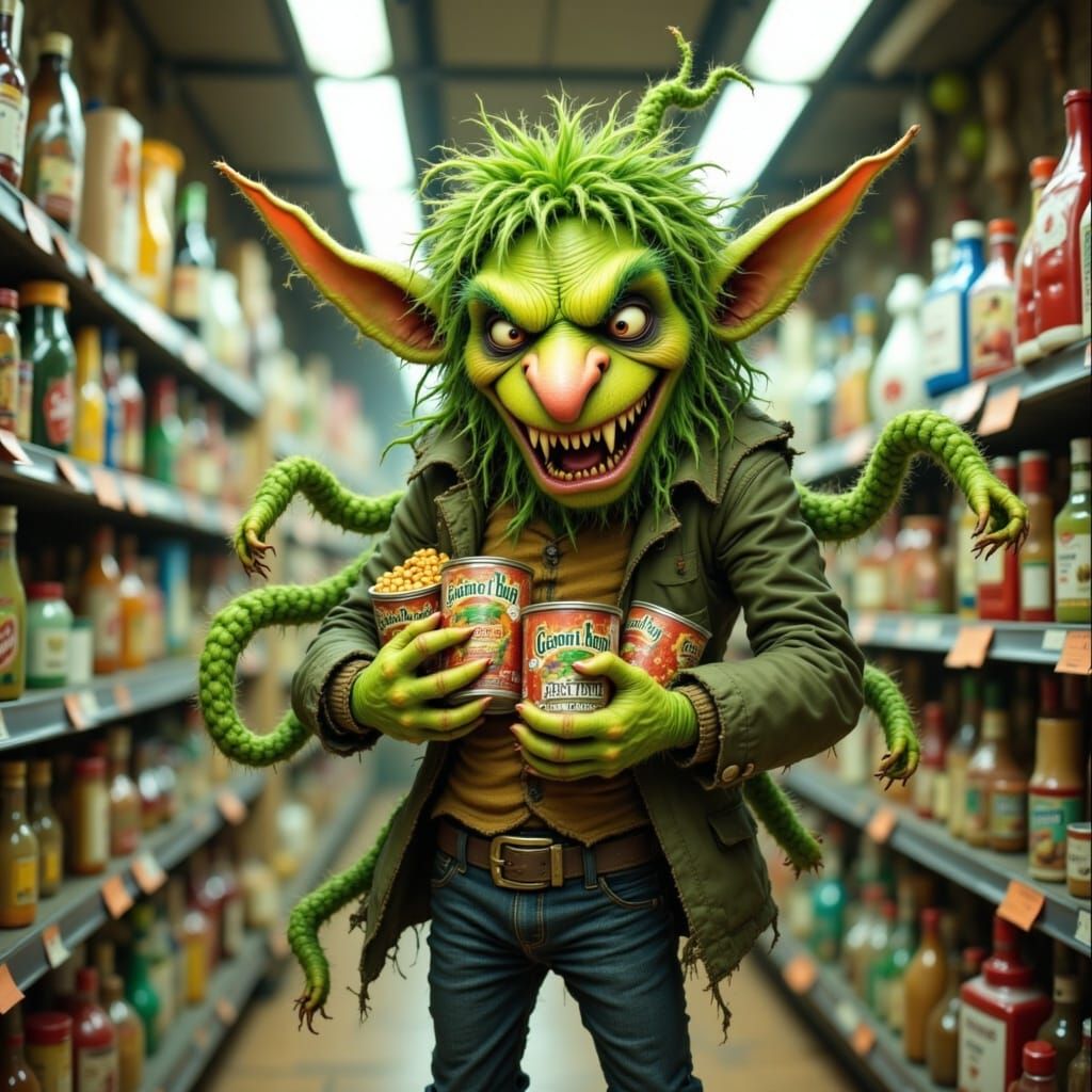 Goblin goo too - Grotesque Goblin Grabbing Gruel in a Superm...