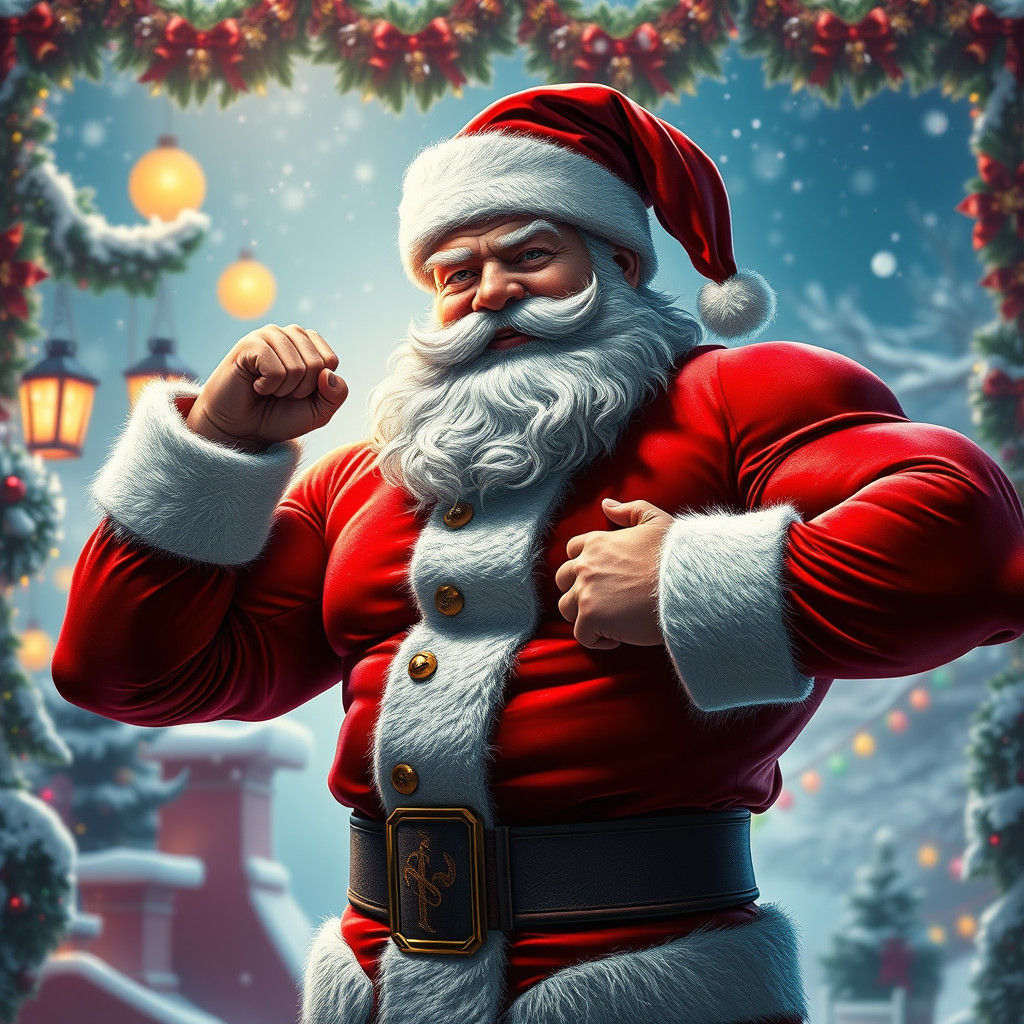 Santa Claus flexing his muscular - Santa Claus flexing his ...