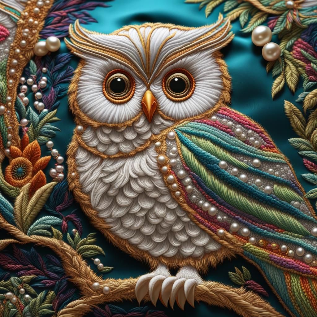 Embroidery Hoot - AI Generated Artwork - NightCafe Creator