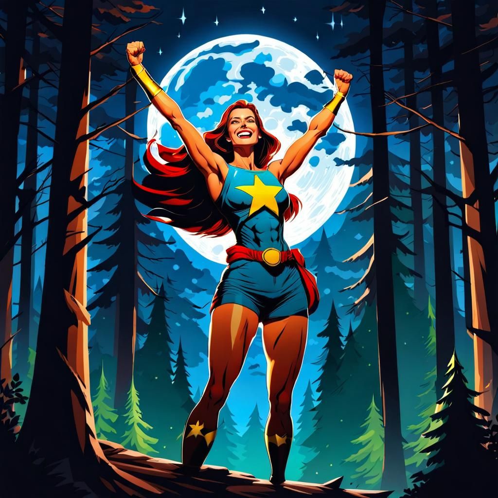 Superhero Victory in the Forest - AI Generated Artwork - NightCafe Creator