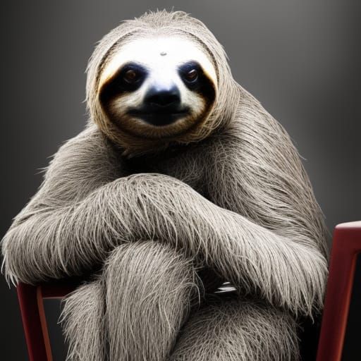 sloth sitting on a chair - AI Generated Artwork - NightCafe Creator
