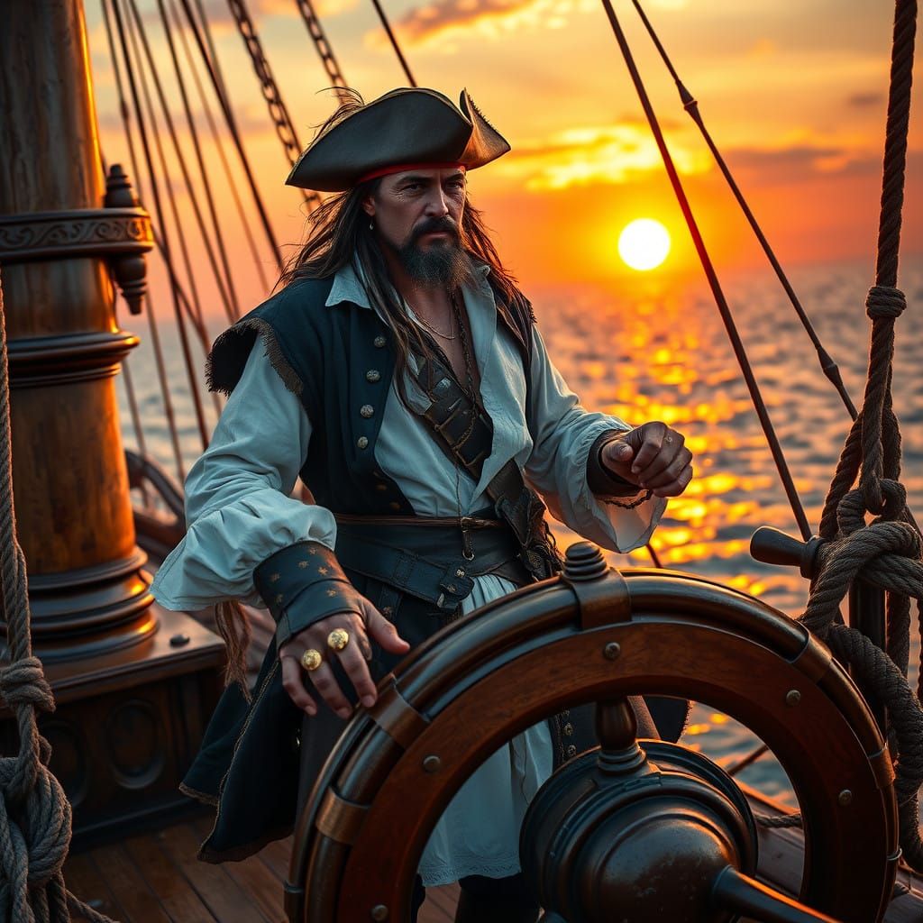 Captain Halstead - Dashing Pirate Captain at the Helm of Maj...