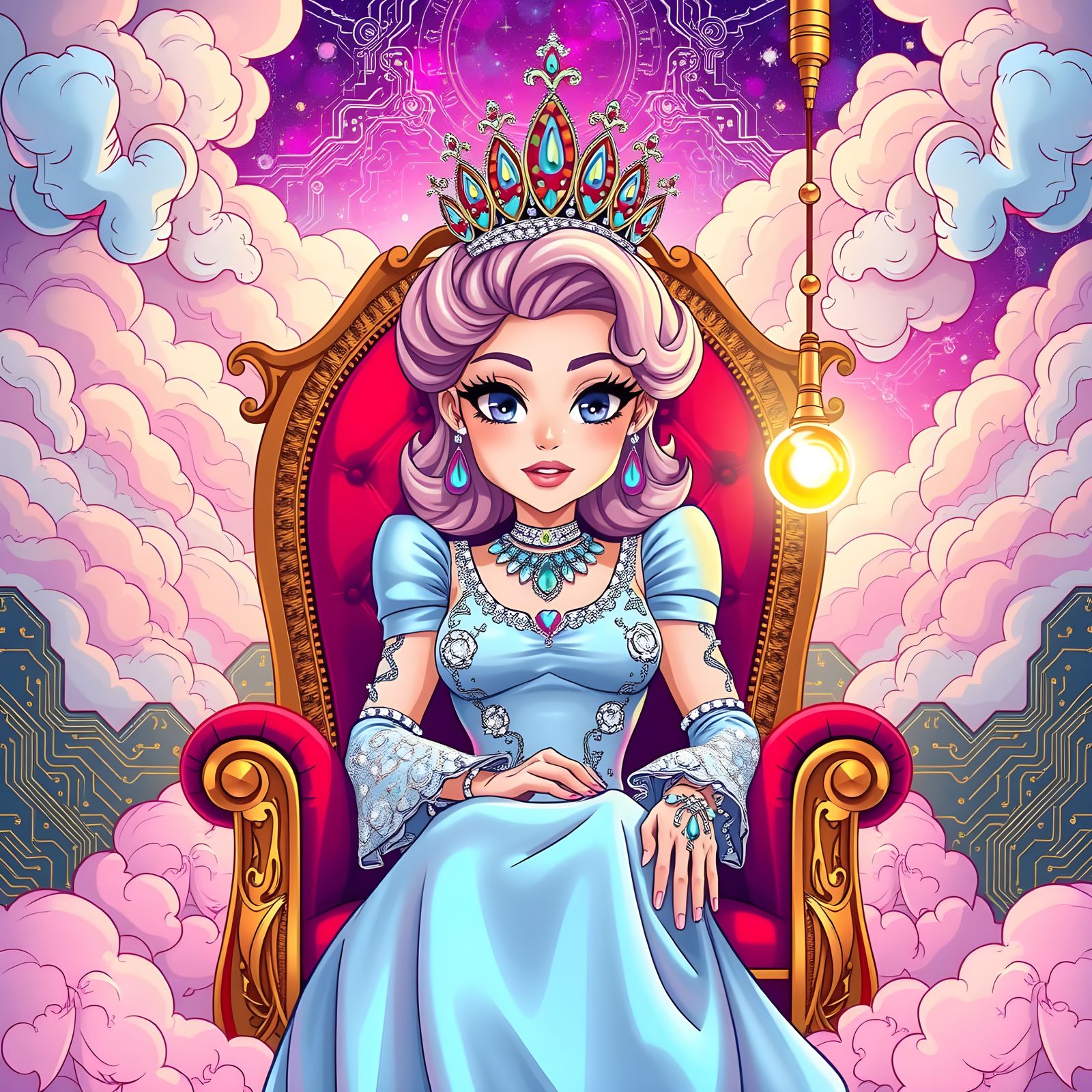 Enchanted AI Brat Queen Reigns in Whimsical Cyberp... - AI Art