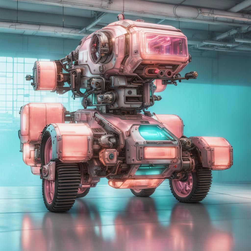 peach pink and aqua clear see-through glass robot crossout vehicle ...