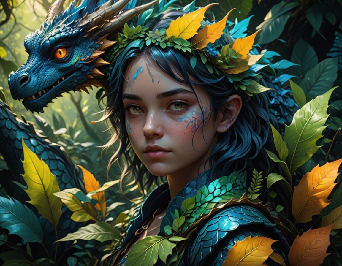 Dreamlike Hyper-Maximalist Dragon Portrait in Psyc... - AI Art