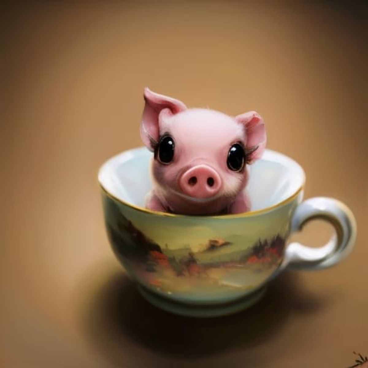 Pig in a Teacup - AI Generated Artwork - NightCafe Creator