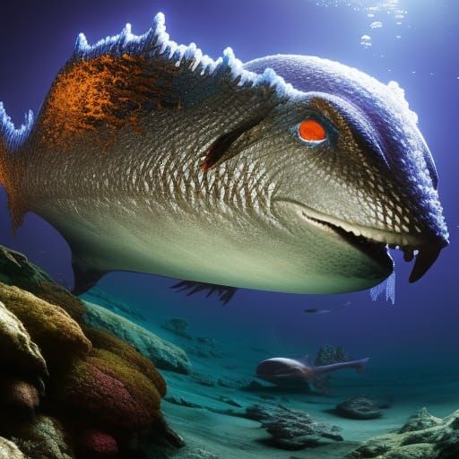 underwater ice demonic sluggard from a shy frosty warm ruin-rock of an incomprehensible opened ...