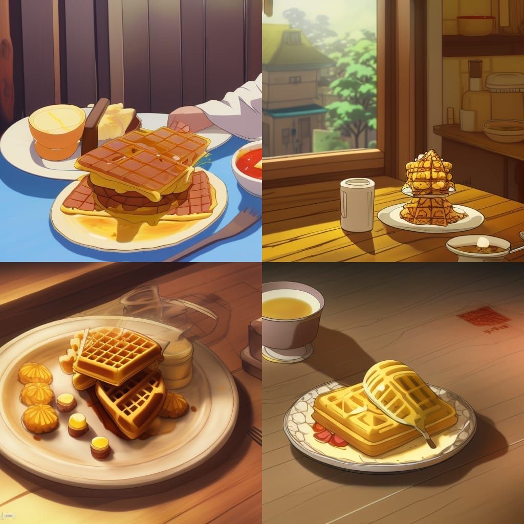 waffles with butter and syrup - AI Generated Artwork - NightCafe Creator