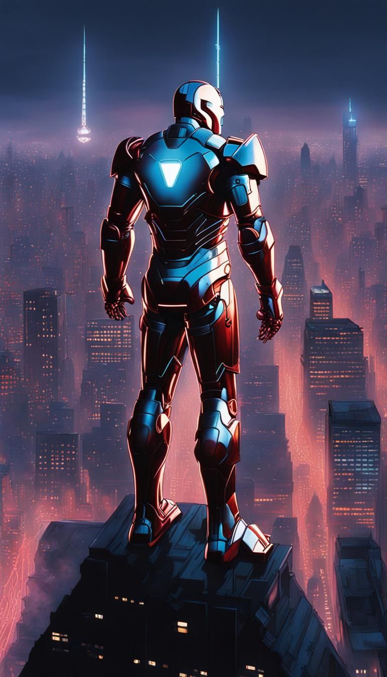 Iron Man, encased in a suit that fuses medieval armor aesthetics with ...