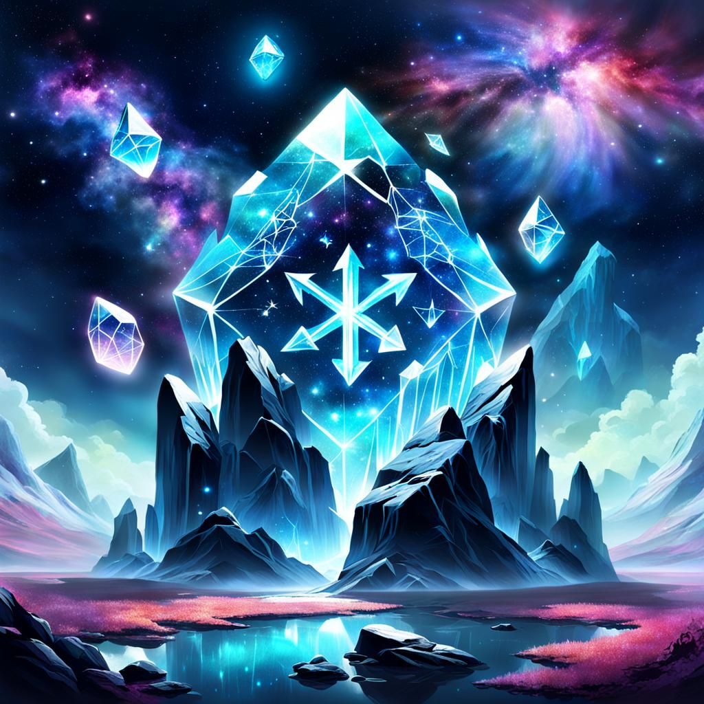 crystal, nebula, landscape, dream, beautiful, ghostly, runes