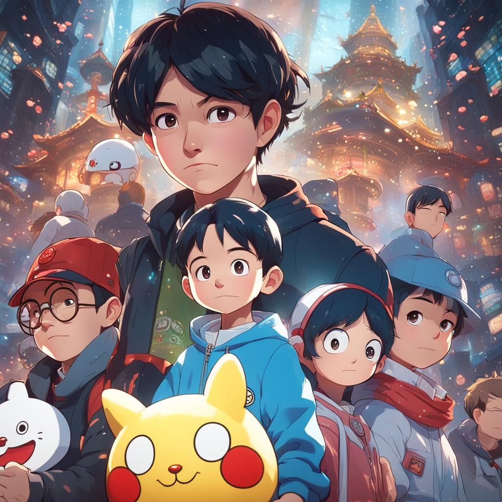 bts , shinchan and doraemon with anime , gaming vibe , dark vibe - AI ...