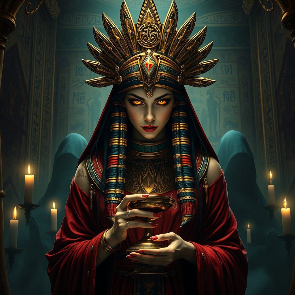 Egyptian Vampire Priestess of the Snake Cult - AI Art