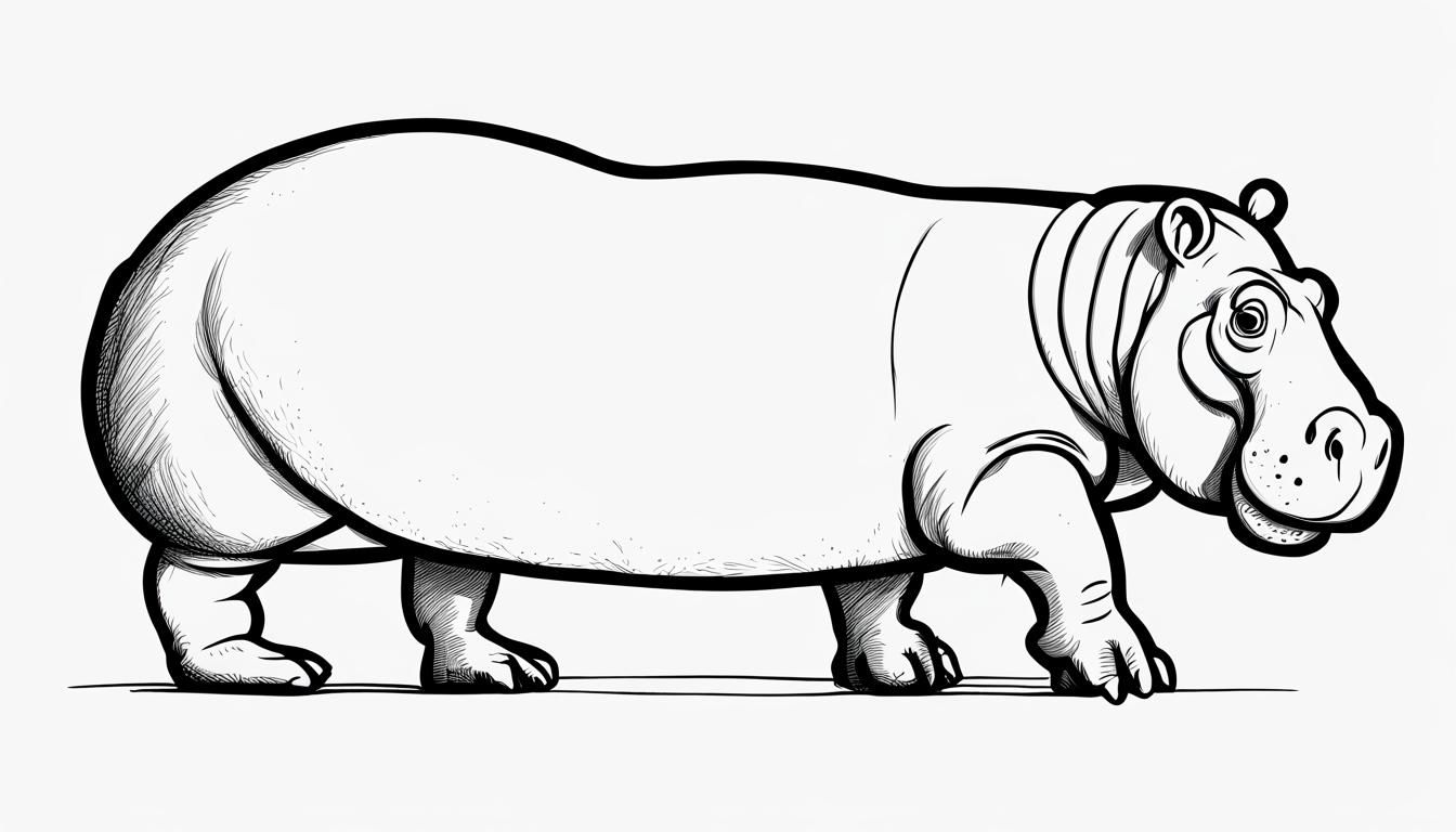 Hippo Line Drawing - AI Generated Artwork - NightCafe Creator