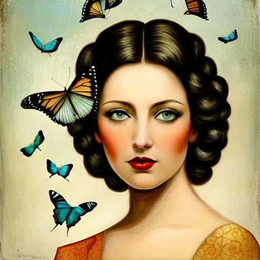 Artist study Women and butterflies by Catrin Welz-Stein - AI Generated ...
