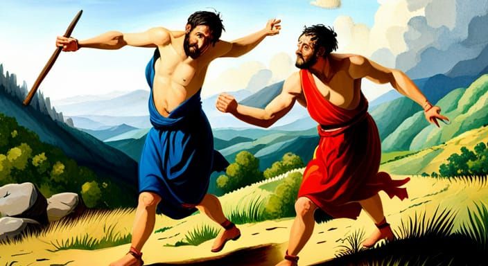 Biblical Scene of Cain's Betrayal - AI Art