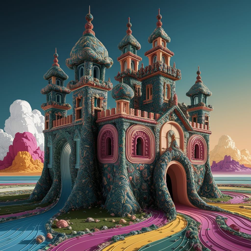 Futuristic Irish Fairy Fort in Vibrant Neo-Impress... - AI Art