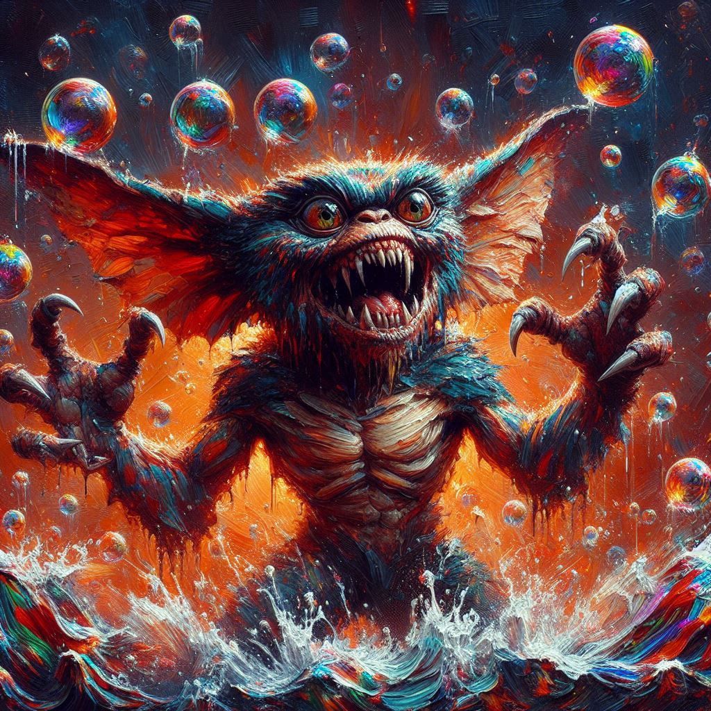 Evil Gremlin loves bubbles - AI Generated Artwork - NightCafe Creator