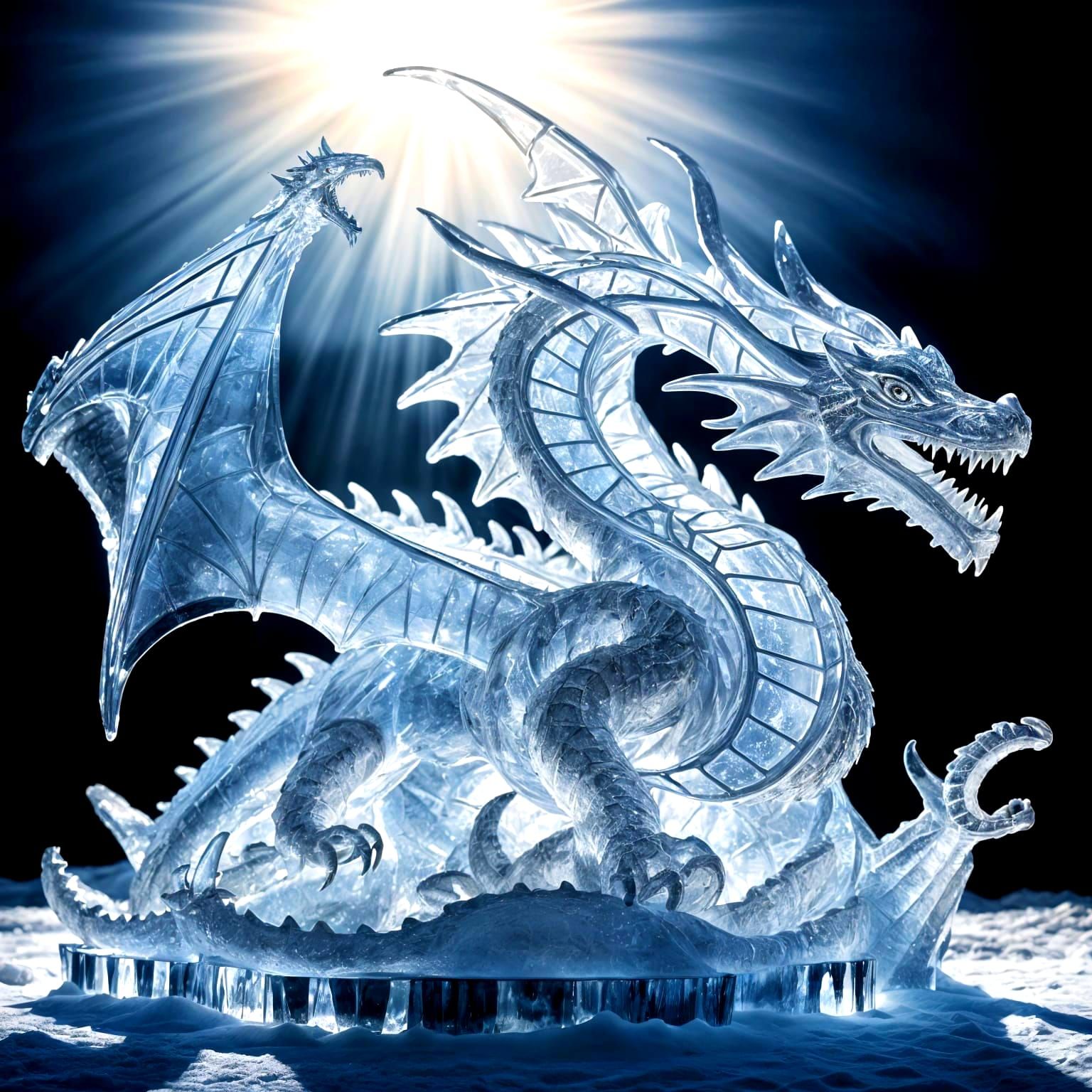 ICE sculpture dragon - Vibrant Winter Dragon in Shimmering ...