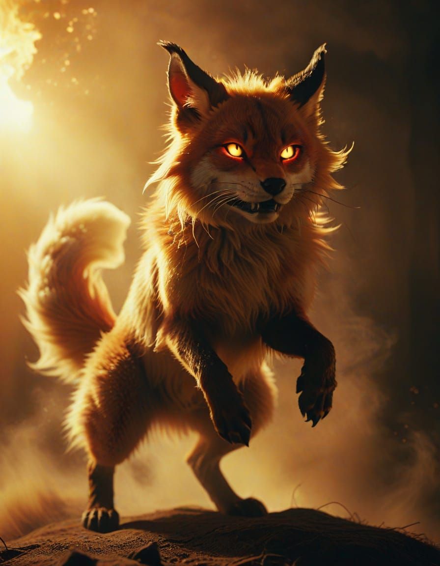 Angry Kitsune 🦊 - Dramatic Demon Kitsune in Film Noir Style