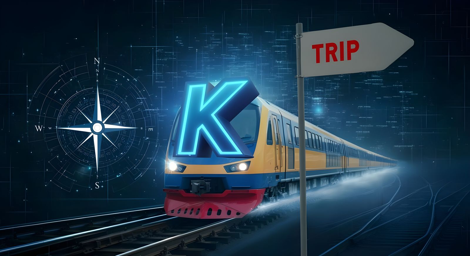 Train Navigates Cyberspace with Compass and Trip S... - AI Art
