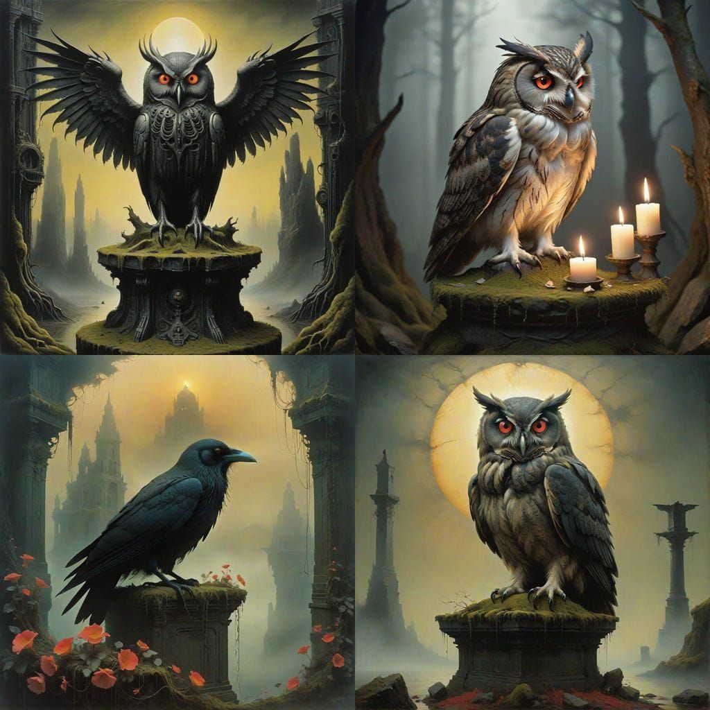 Stolas, a anthropomorphic owl demon with piercing crimson eyes and ...