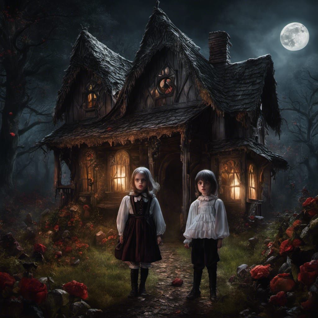 Hansel and Gretel outside the witch's house - AI Generated Artwork ...
