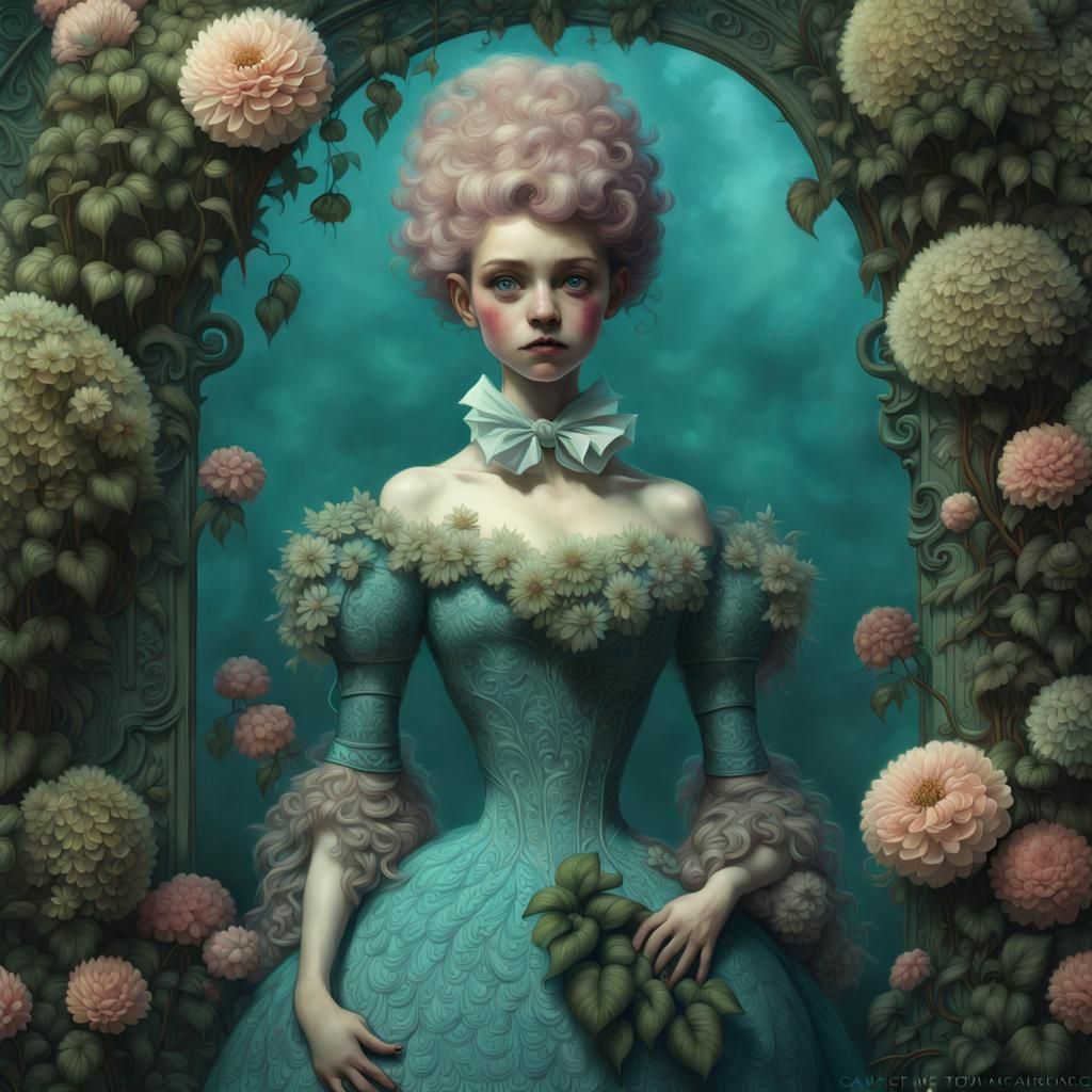 Whimsical Rococo Teal Woman 2 - AI Generated Artwork - NightCafe Creator