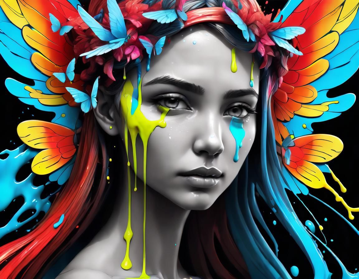 (Selective Color Splash Art, A Liquid Portrait 1.8) Of A (Sylph Queen 1 ...