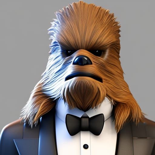 Chewbacca in a Tuxedo - AI Generated Artwork - NightCafe Creator