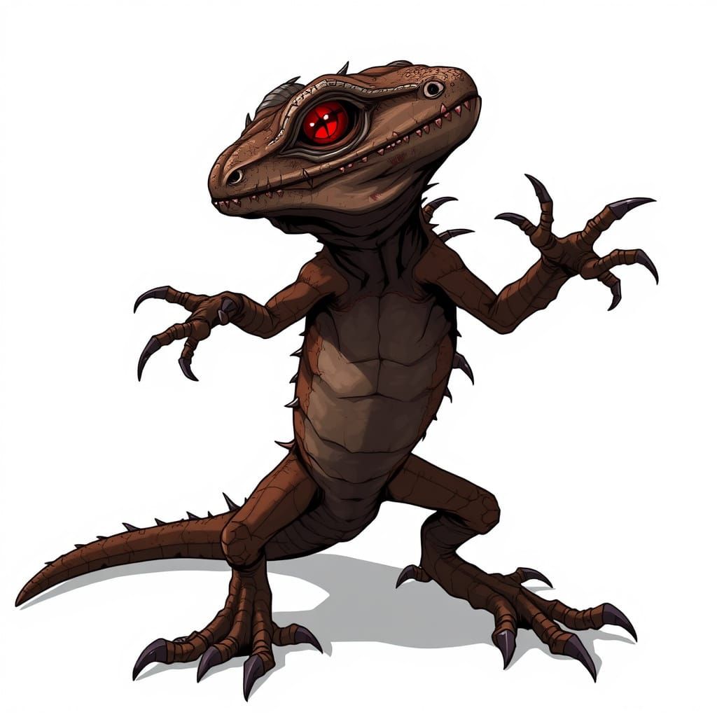 Dark Fantasy Brown Anole Lizard, Anime JRPG Style - AI Art