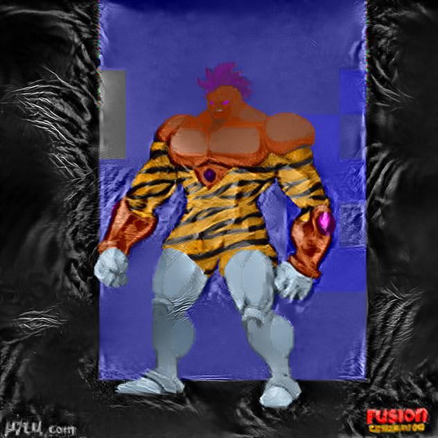 Purple-haired muscular clown wearing white gloves, white boots, and a ...