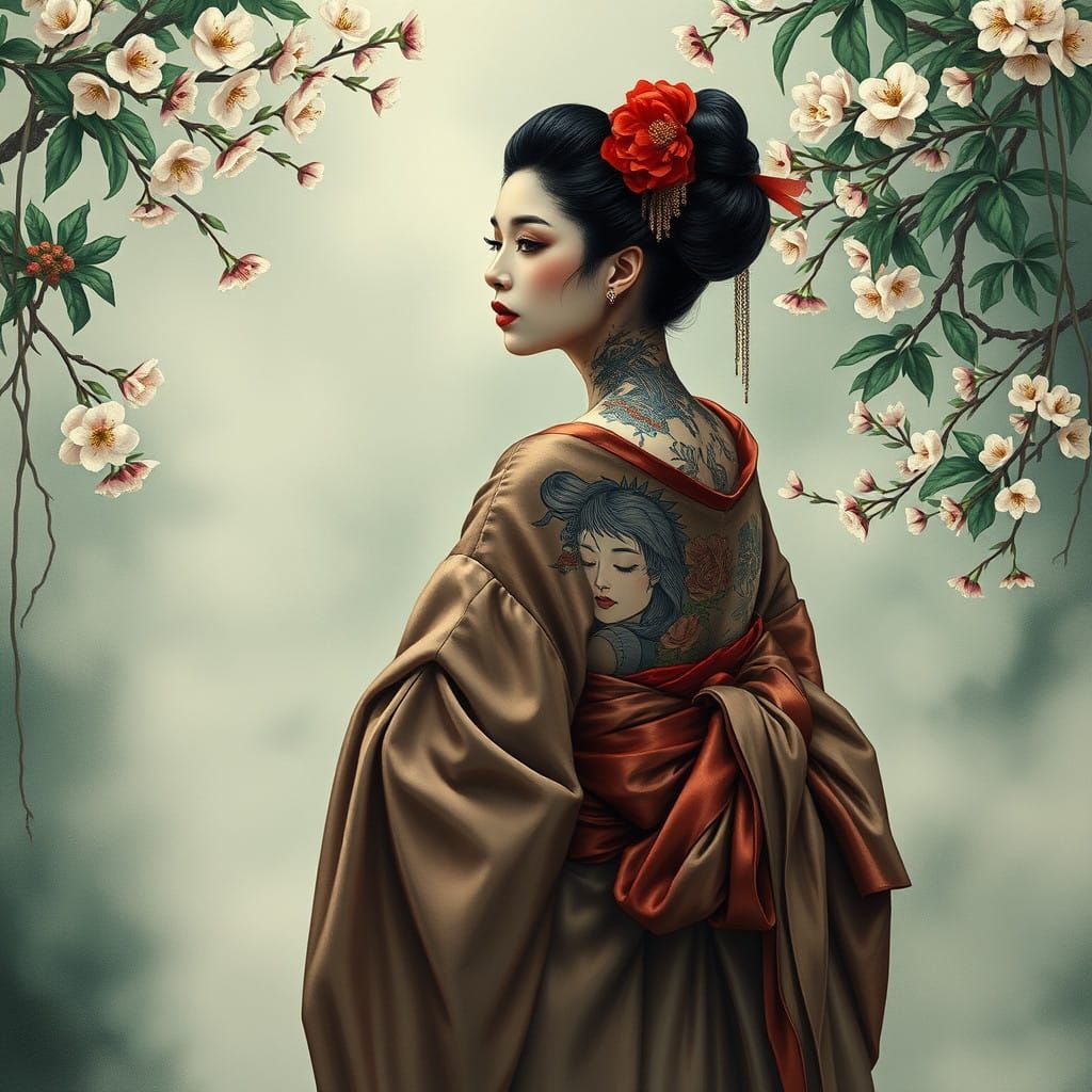 Ethereal Japanese Geisha in Lamentation, Inspired ... - AI Art