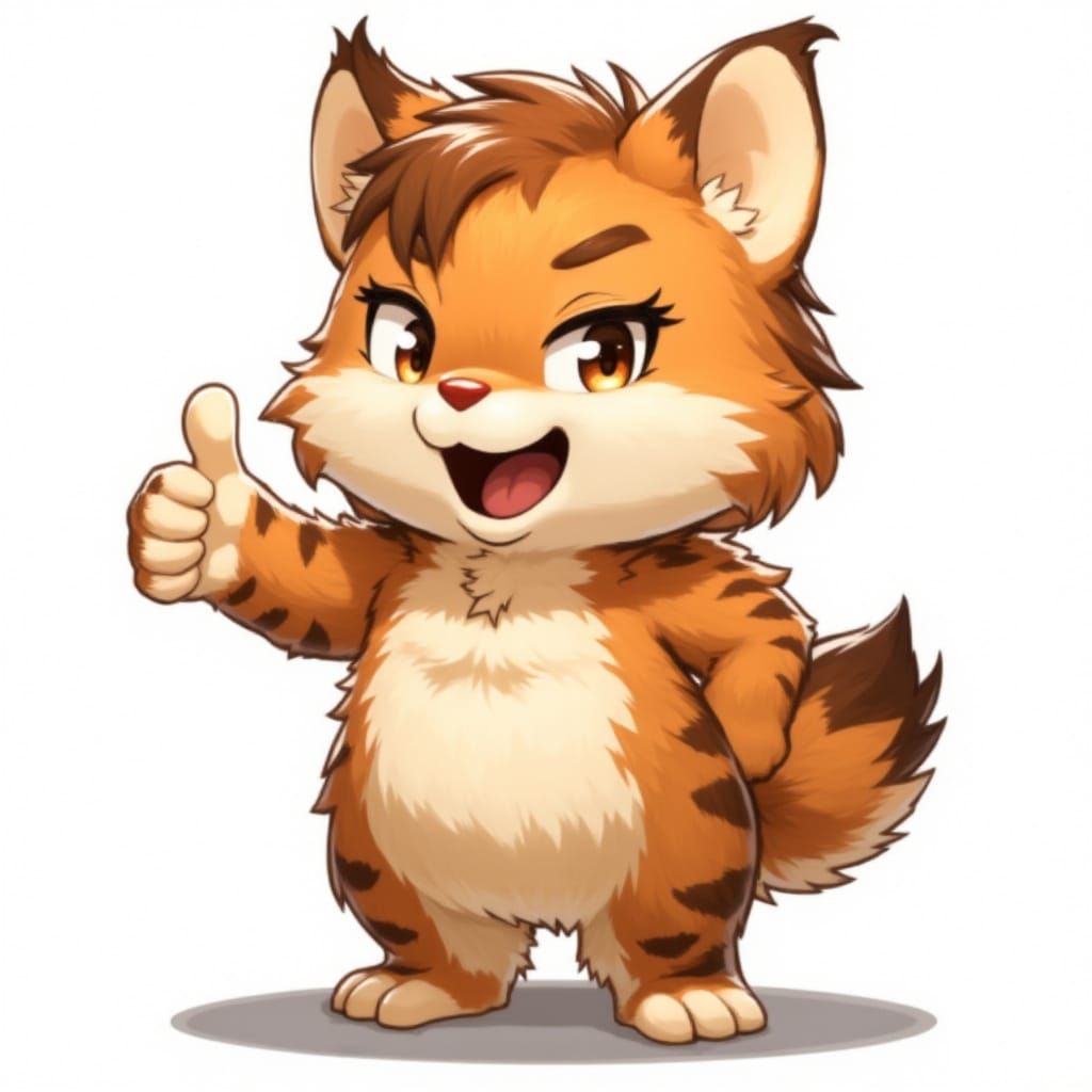 Ginger Thumbs Up - Surreal Furry Emoji Smiles Up